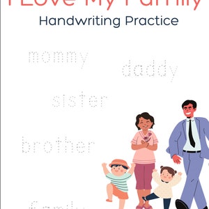 I Love My Family Handwriting Practice - Etsy