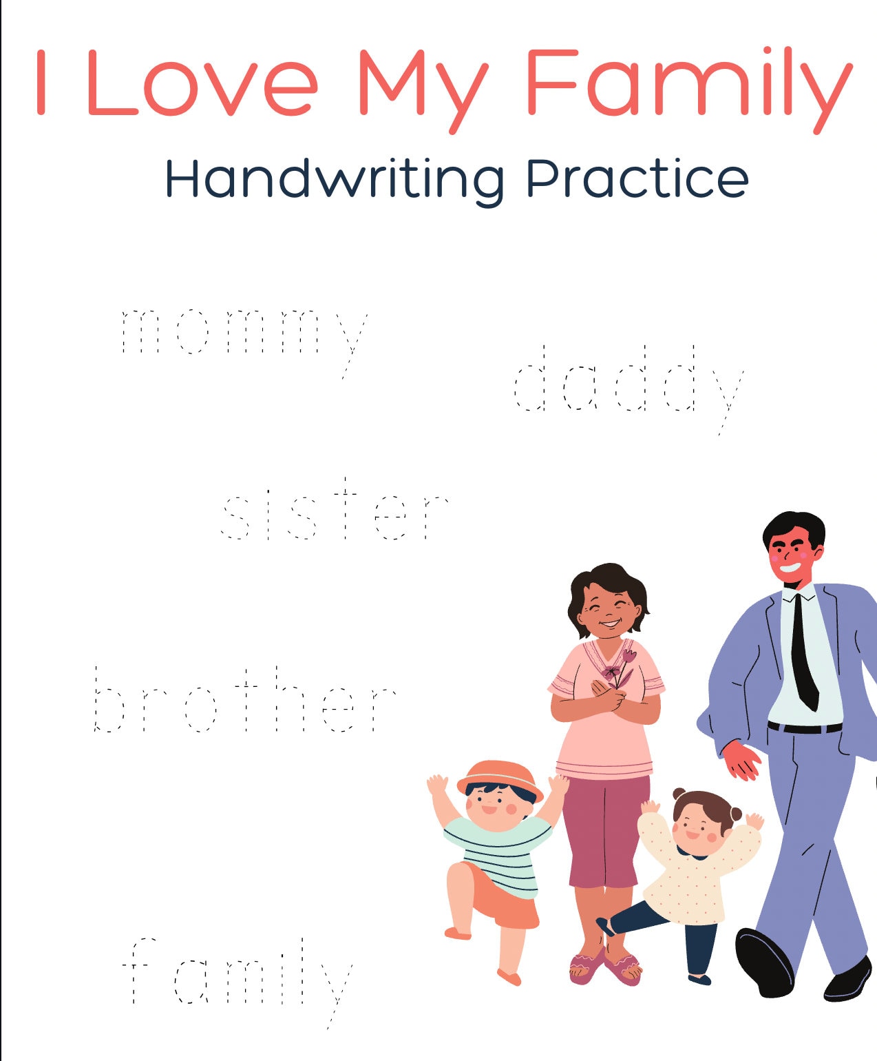 I Love My Family Handwriting Practice - Etsy