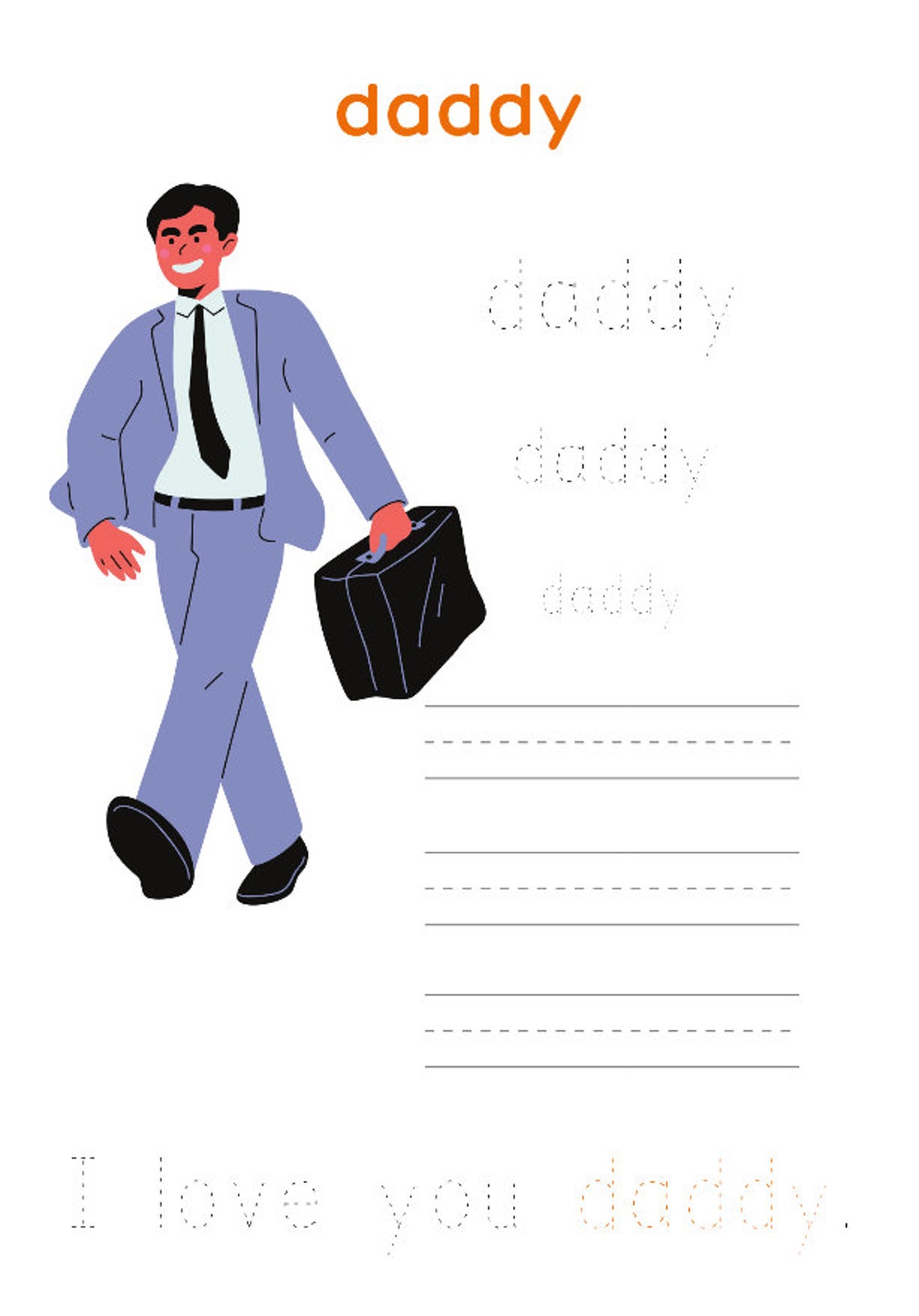 I Love My Family Handwriting Practice - Etsy