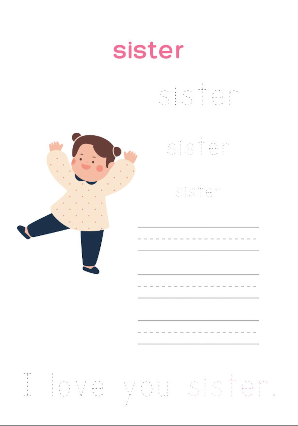 I Love My Family Handwriting Practice - Etsy