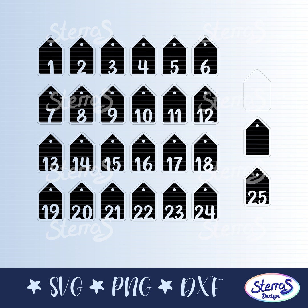 Plotter File Advent Calendar Numbers House 1-25, SVG, DXF, PNG, Advent ...