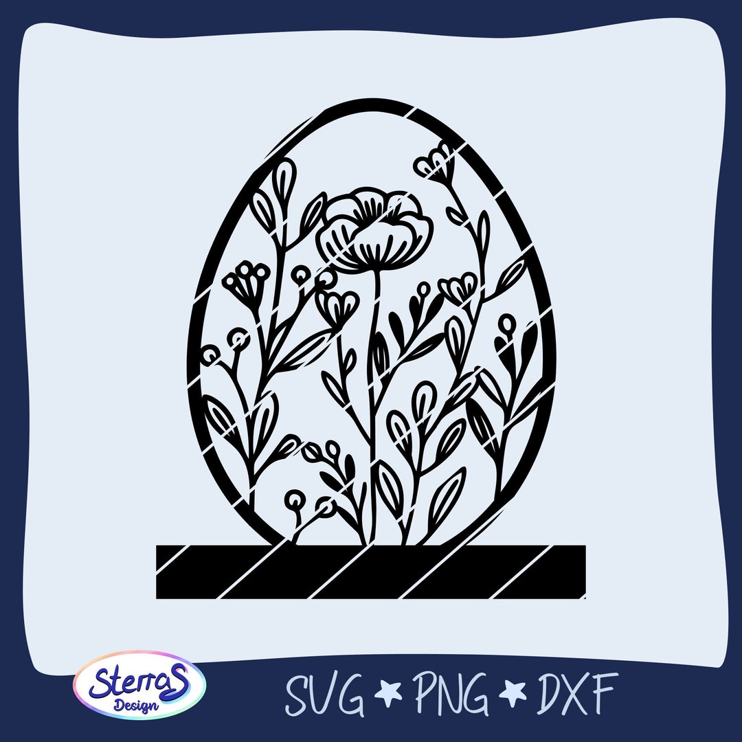 Plotter File Egg Floral Block Decoration, SVG PNG DXF, Wooden Blocks ...