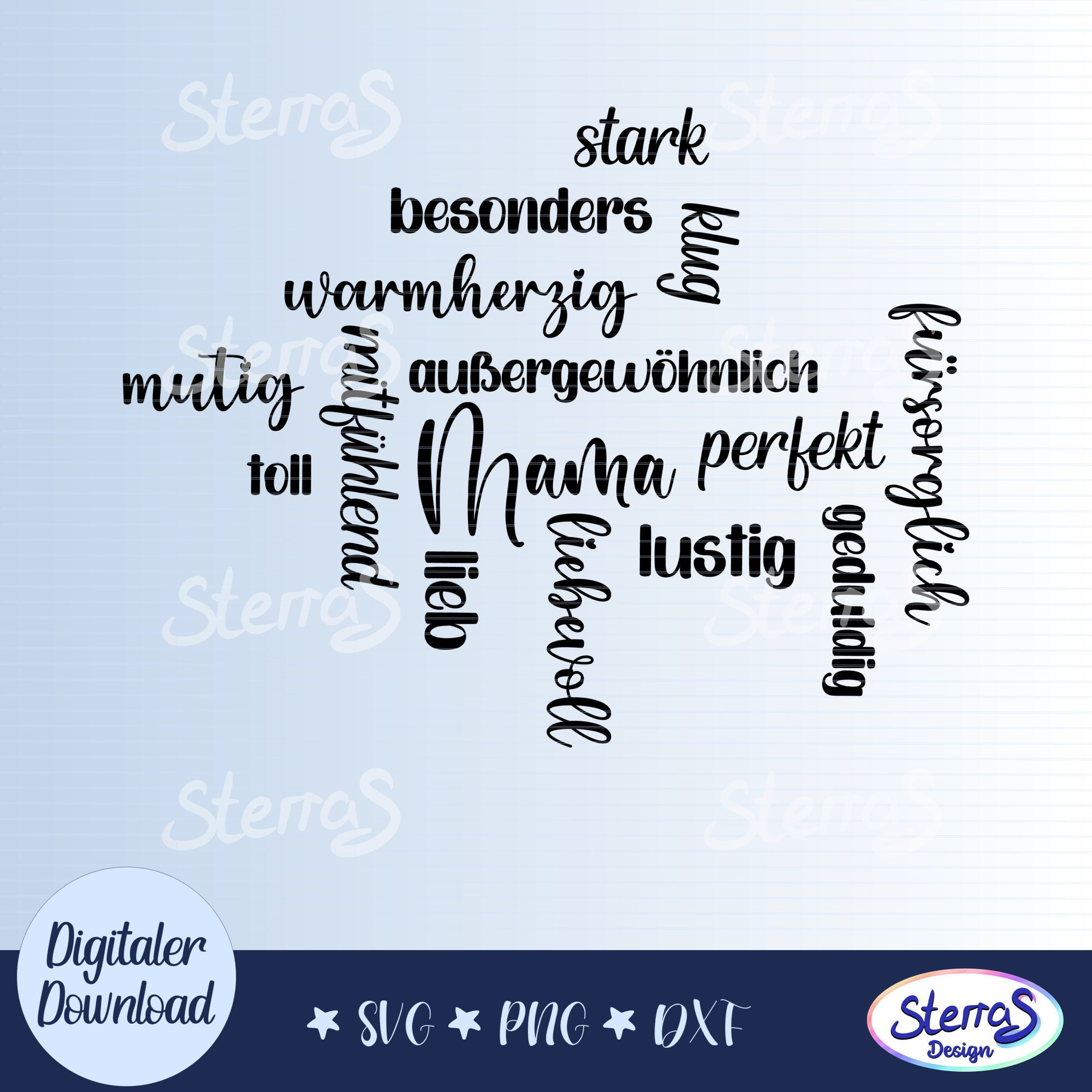 Plotterdatei Mama Wortwolke SVG DXF PNG - Etsy