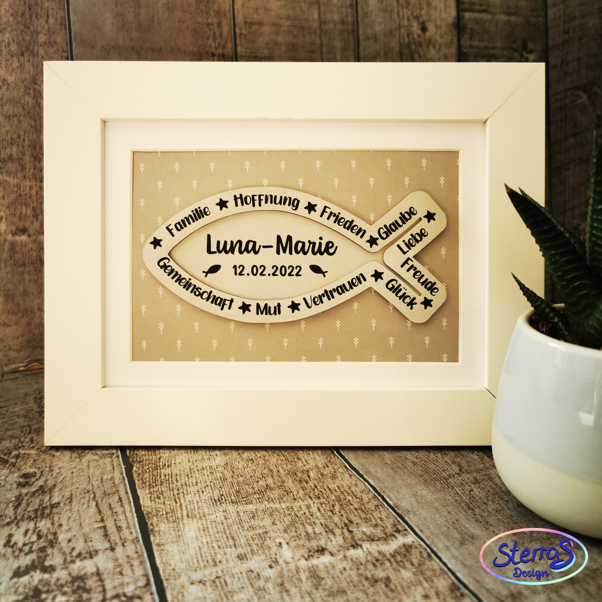 Plotterdatei Taufe Fisch, SVG DXF PNG, Tauffisch, Taufe Geschenk ...