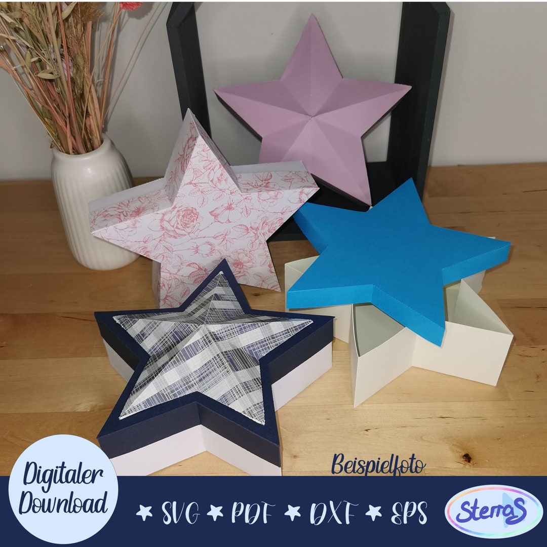 Plotterdatei "Sternenbox" in Svg, Pdf, Dxf und Eps, Sternbox Verpackung - Etsy.de