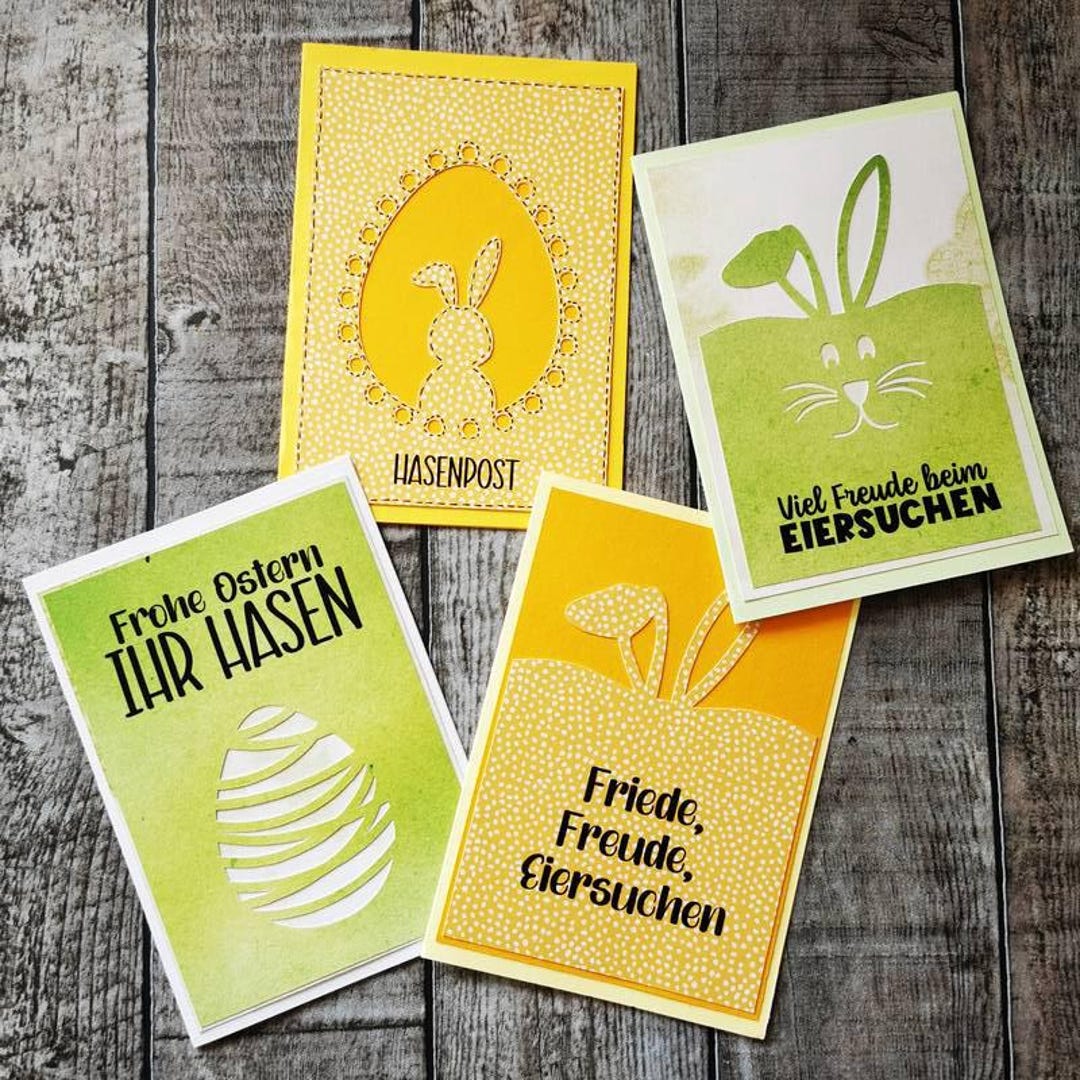 Osterkarten Plotterdatei • 4 Designs als Kartenaufleger • SVG DXF PNG • Osterei & Hase ...
