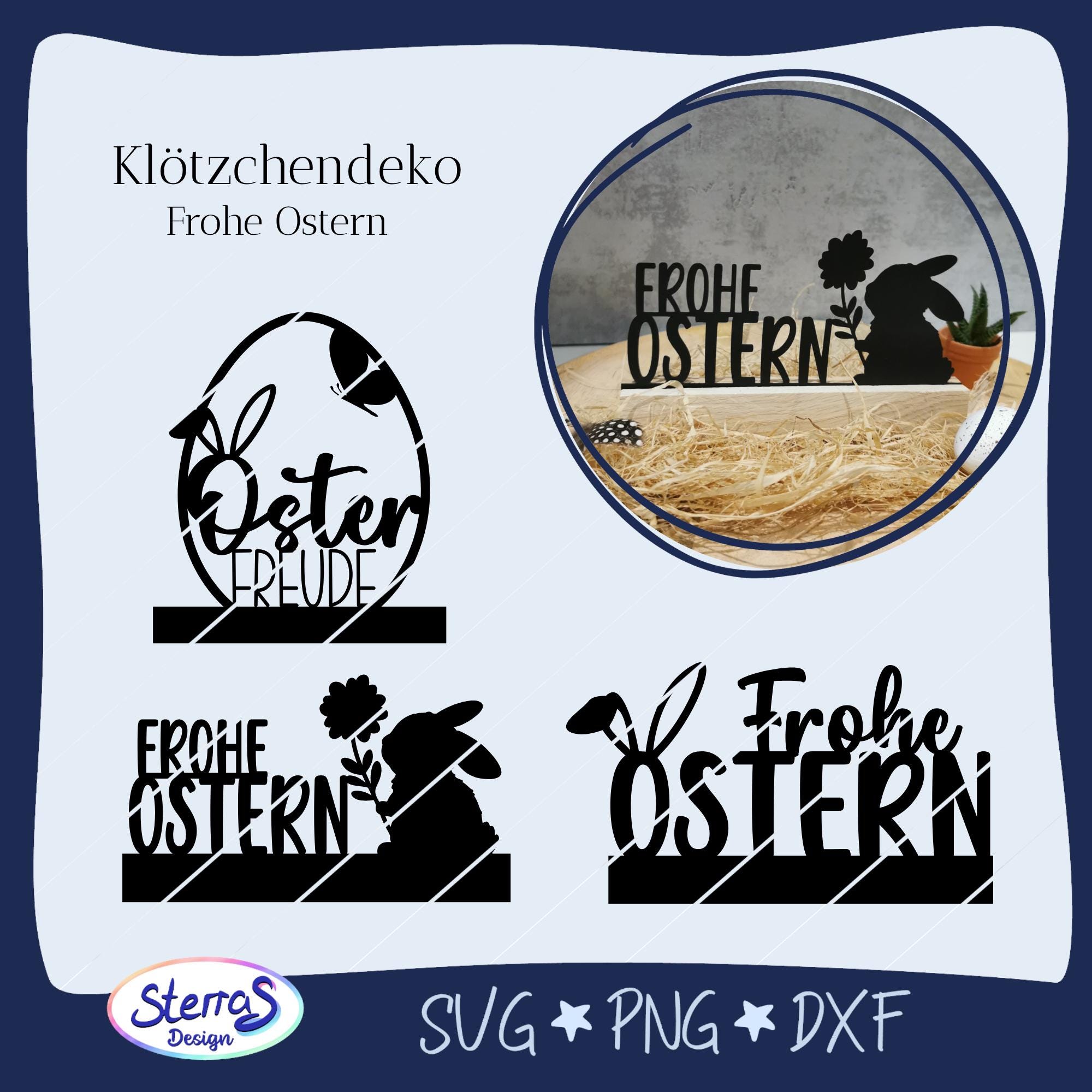 Plotterdatei Frohe Ostern Klötzchen, SVG PNG DXF, Holzklötzchen, Ostern ...