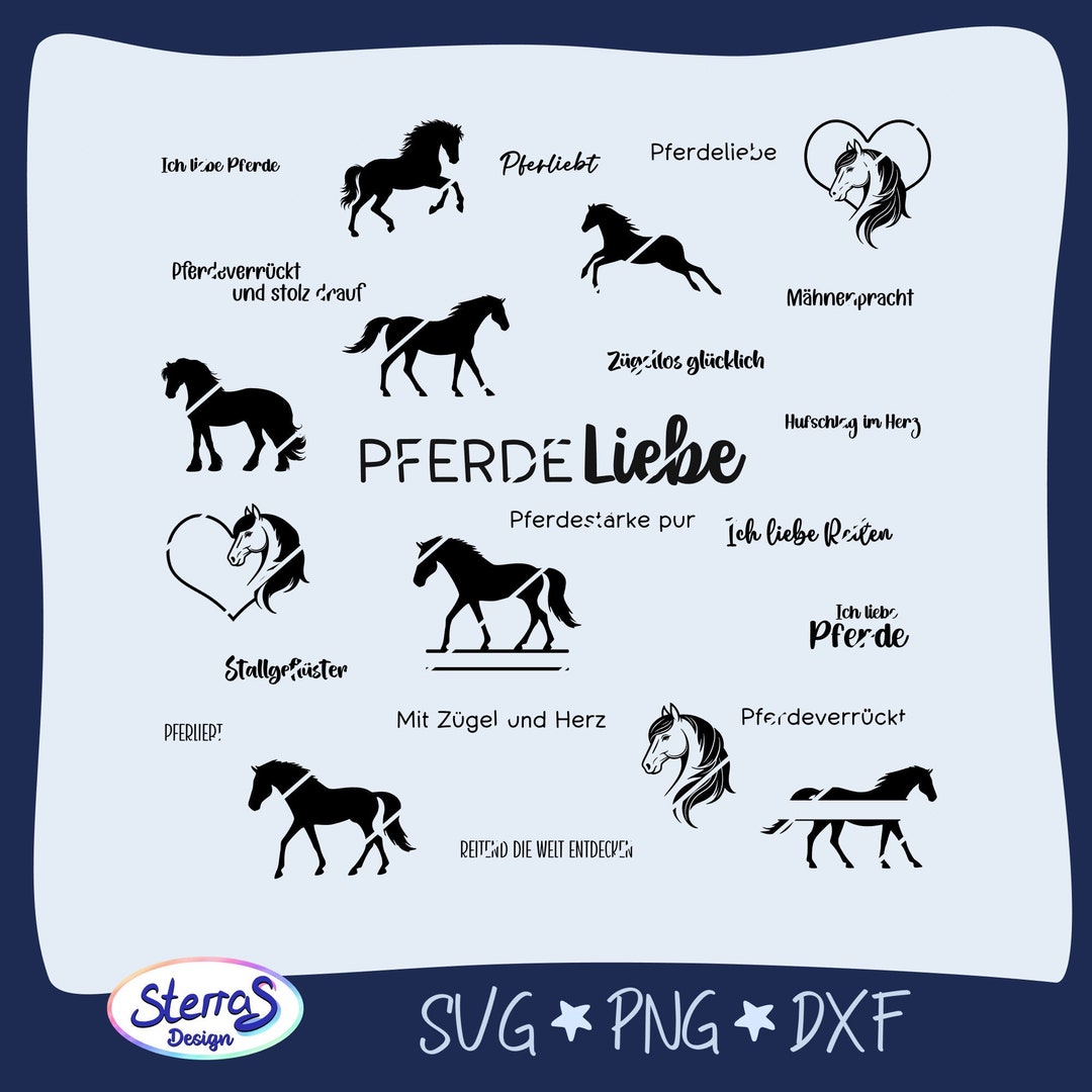 Plotter File Horse Set SVG DXF PNG, Digital File Horse Love Mane ...