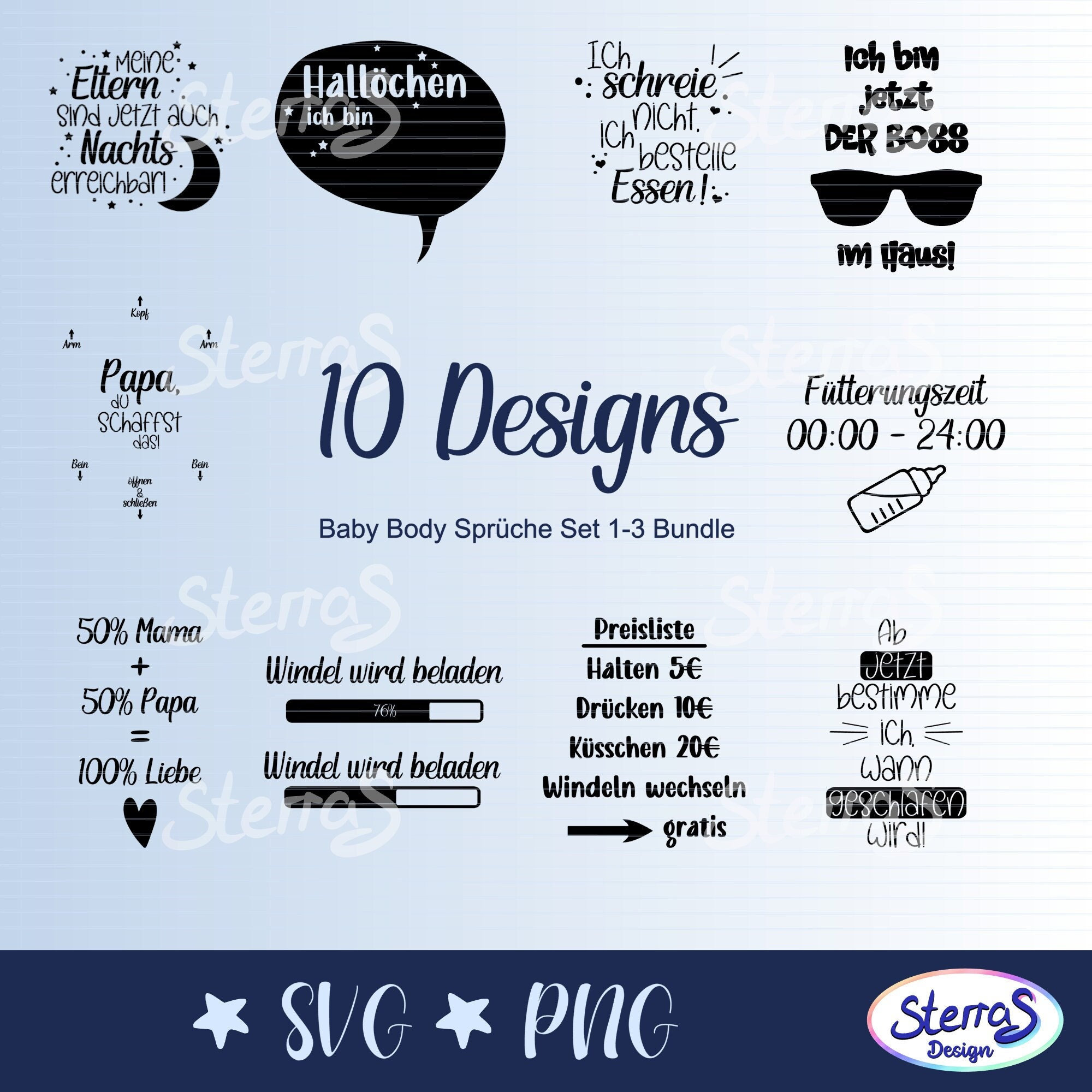 Plotterdatei Baby Body Sprüche Bundle SVG PNG Deutsch - Etsy Schweiz