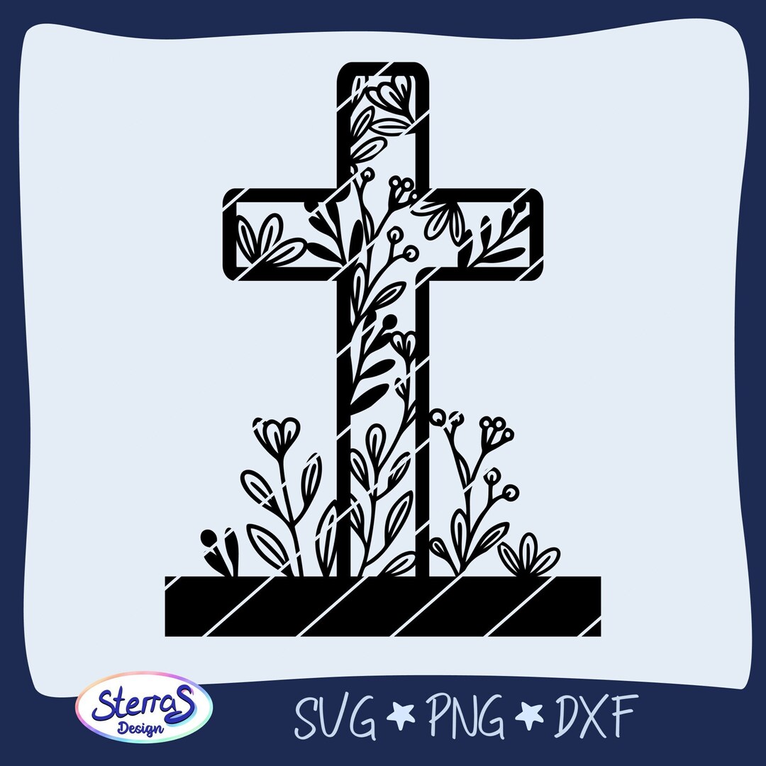 Plotter File Cross Floral Block Decoration, SVG PNG DXF, Wooden Blocks ...