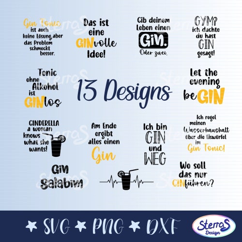 Plotter File Sayings Gin German SVG PNG DXF Coaster - Etsy UK