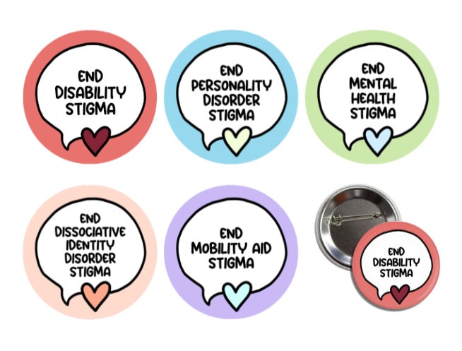 End the Stigma Speech Bubble Pinback Button Set Disability - Etsy