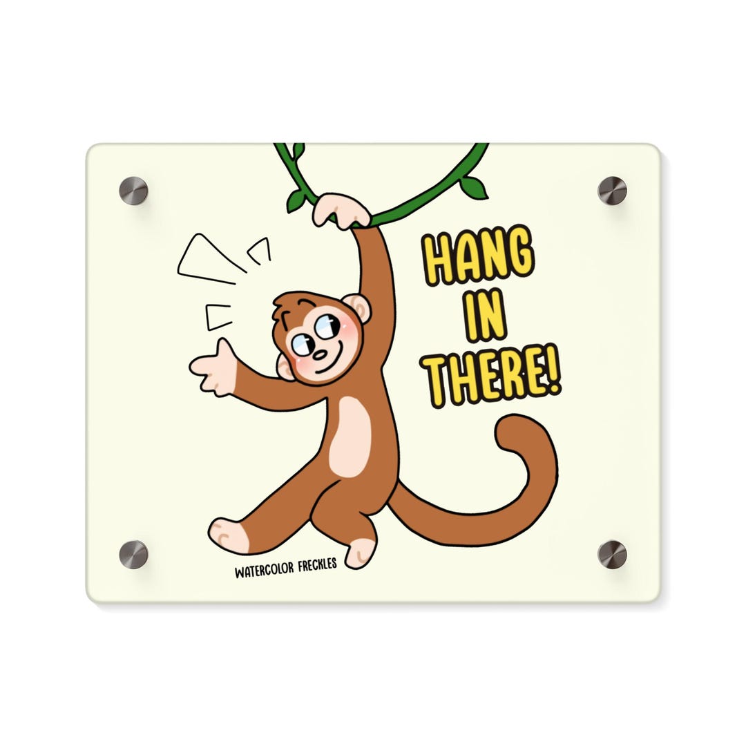 Hang in There Monkey Acrylic Wall Art Panel - Etsy