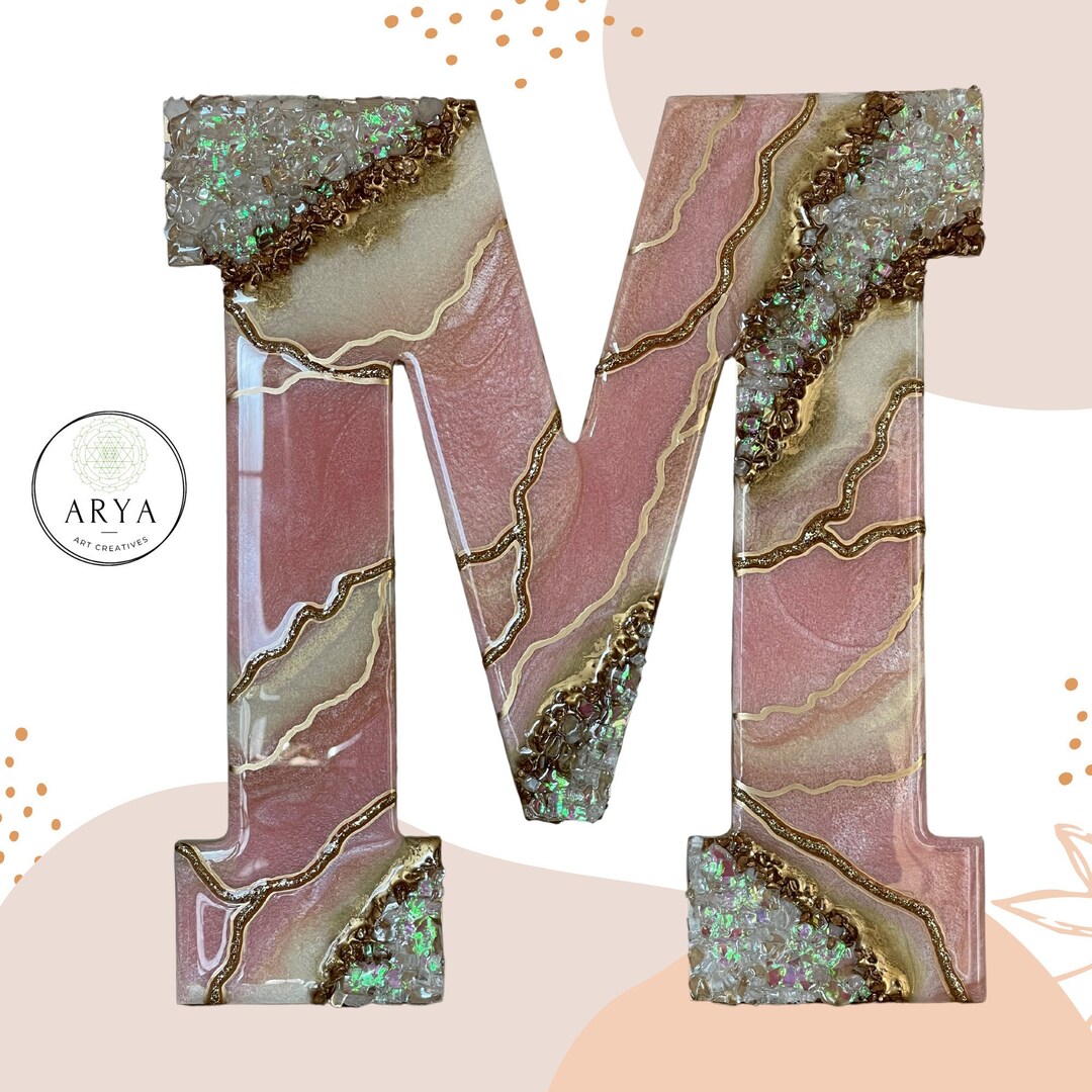 Resin Personalized Gift 13 Letters / Alphabets / Initials Geode Style ...