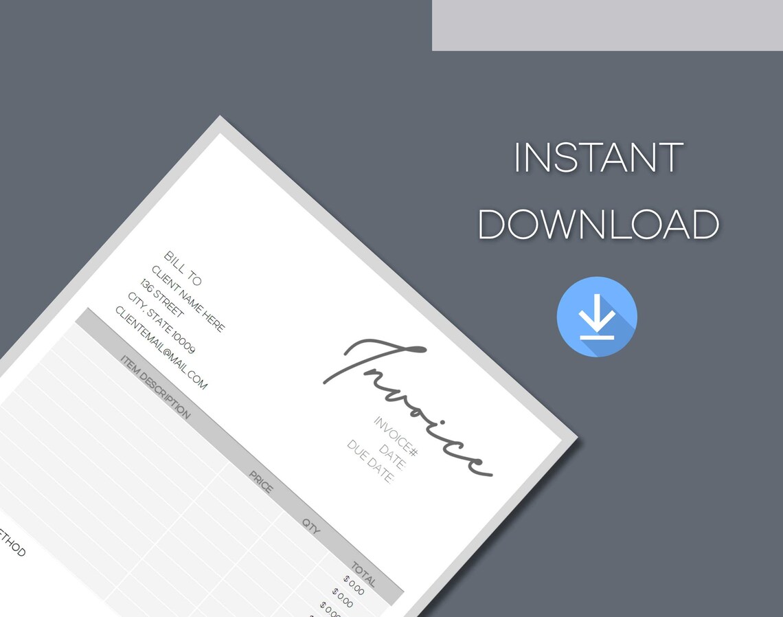 Invoice Template, Editable Invoice, Fillable PDF Template, Auto ...