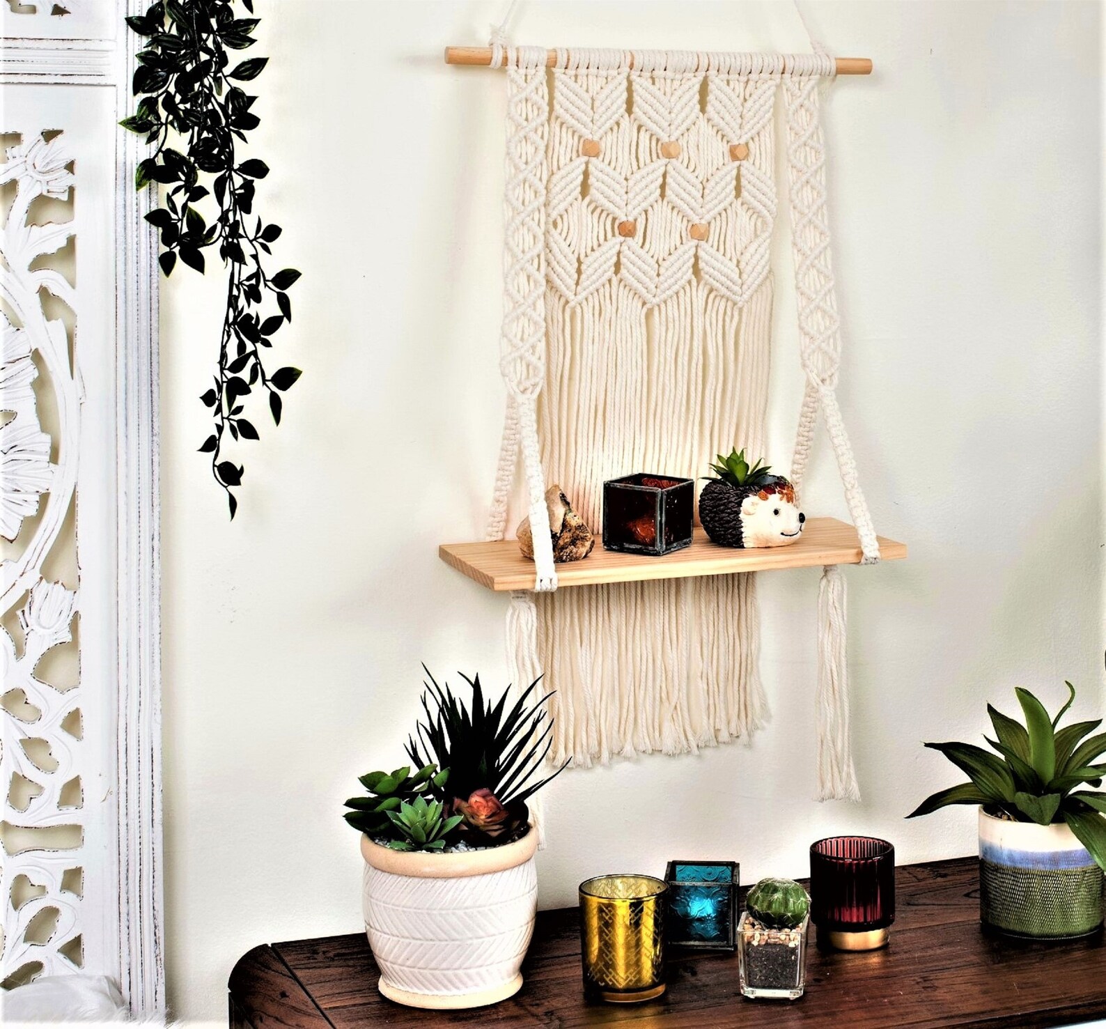 Macrame Wall Hanging Shelf Bohemian Decorative Shelves-boho Floating ...