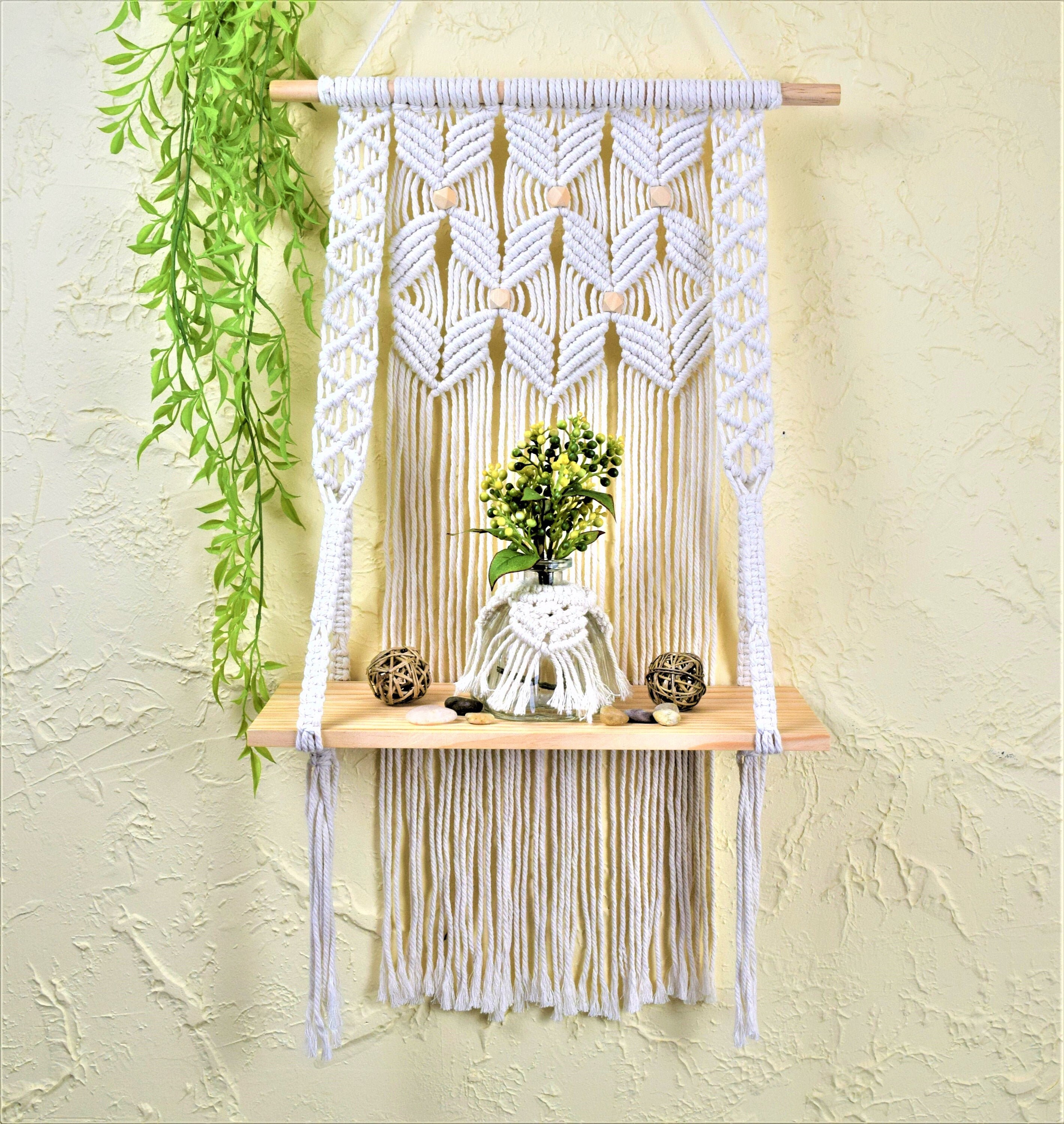 Macrame wall hanging shelf Bohemian Decorative Shelves-Boho | Etsy