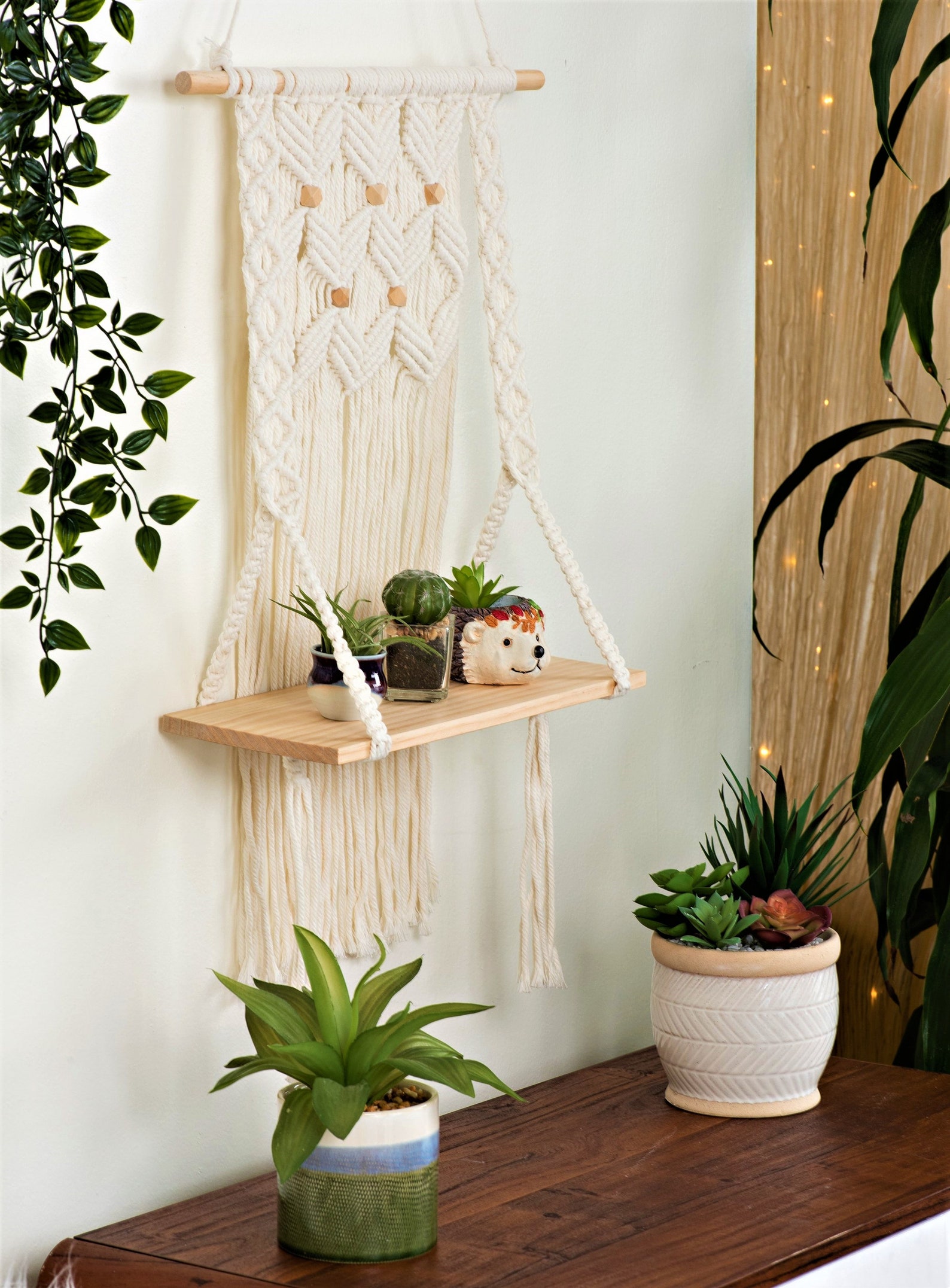 Macrame Wall Hanging Shelf Bohemian Decorative Shelves-boho Floating ...