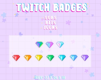 Neon Diamond Twitch Sub Badges Lightning Sub Badges Neon - Etsy