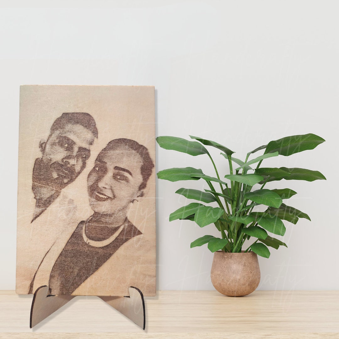 Laser Engraved Wooden Portrait, Custom Photo Engraved on Wood, Custom ...