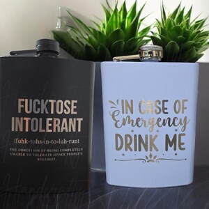 Funny Adult Humor Laser Engraved Stainless Steel 8oz Flask, Sarcastic ...