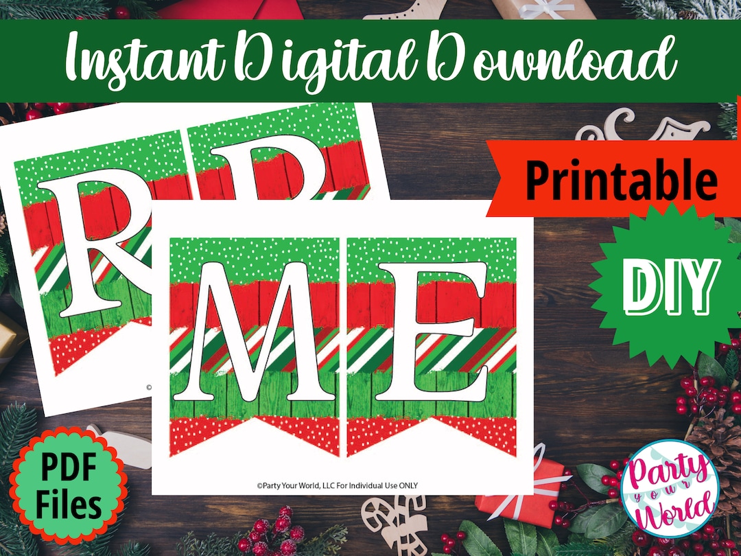 Printable Merry Christmas Banner Instant Digital Download - Etsy