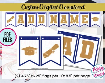 Printable DIY Blue and Gold congrats | Etsy