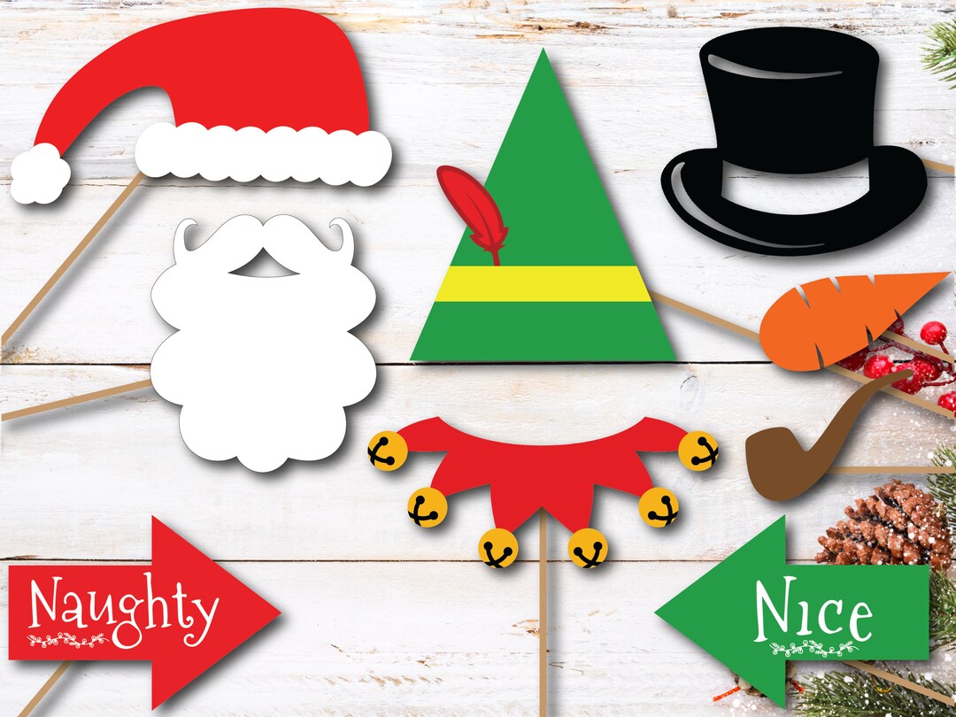 Family Christmas Photo Props, DIY Christmas Photo Booth Props, Instant ...