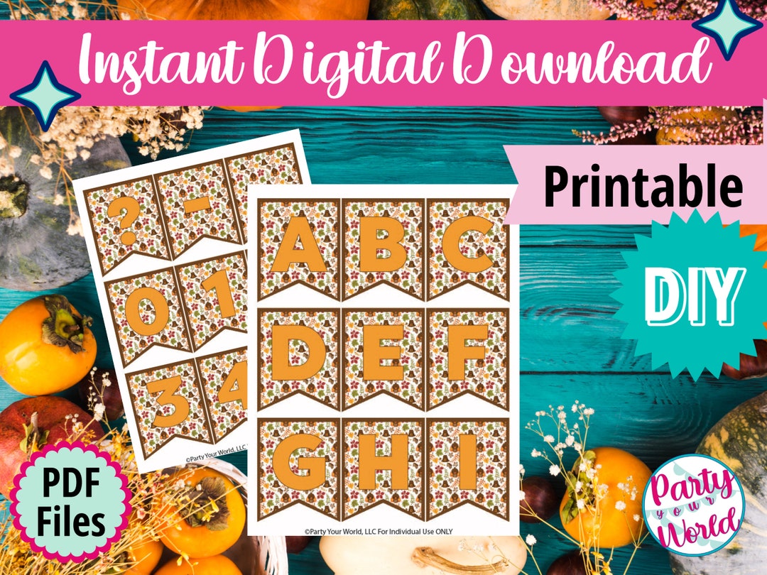 Mini Thanksgiving Digital Alphabet Banner Instant Digital - Etsy