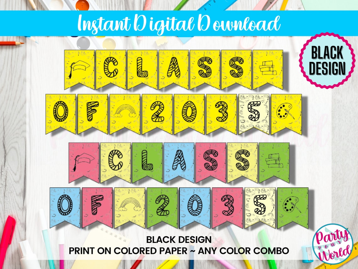 Printable Kindergarten Graduation Banner, Coloring Page Banner for ...