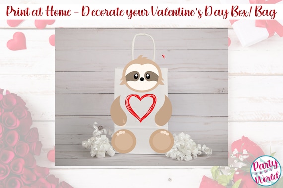 Printable Sloth Valentine's Day Mailbox/bag Decorating Set | Etsy