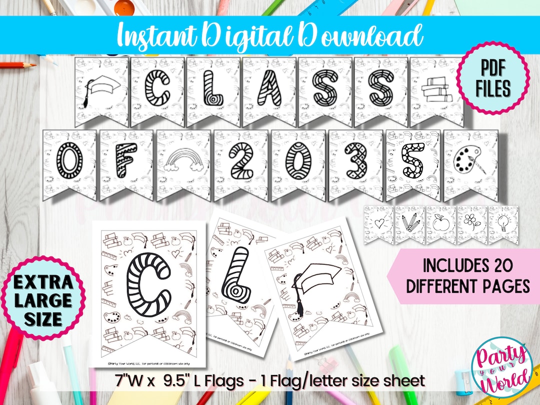 Printable Kindergarten Graduation Banner, Coloring Page Banner for ...