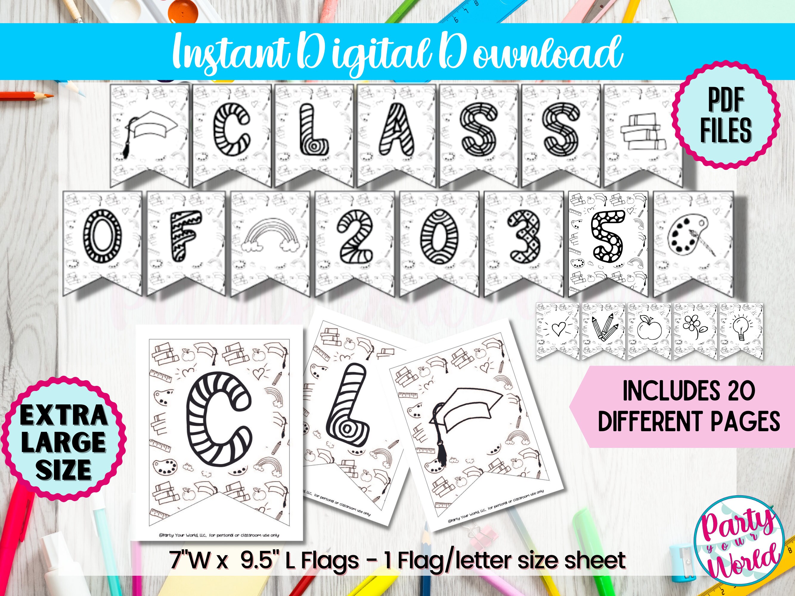 Printable Kindergarten Graduation Banner, Coloring Page Banner for ...