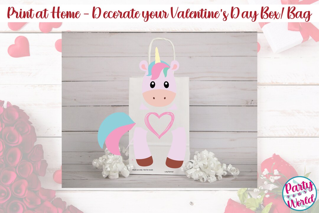 Printable Unicorn Valentine's Day Mailbox/bag Decorating Set - Etsy