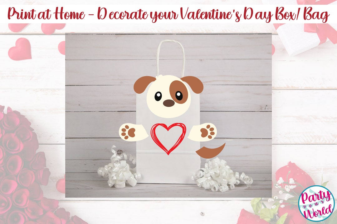 Printable Puppy Valentine's Day Mailbox/bag Decorating Set - Etsy