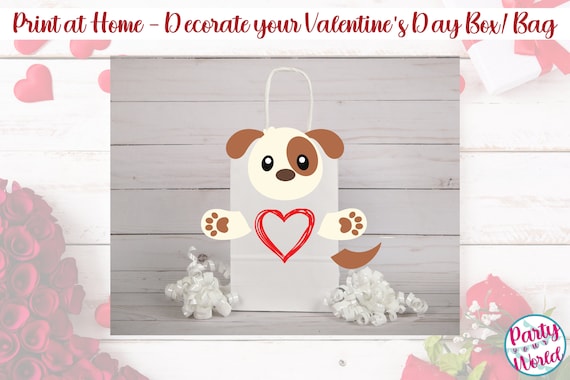 Printable Puppy Valentine's Day Mailbox/bag Decorating Set | Etsy