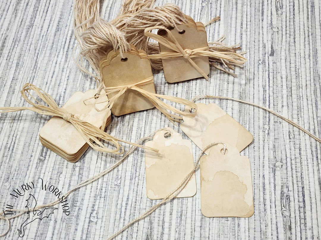 Tea Dyed Tags With Strings, for Journals and Crafts, Distressed With a ...