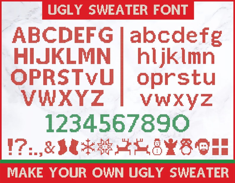Ugly Sweater Font SVG: Christmas Cricut Letters (digital Download) - Etsy