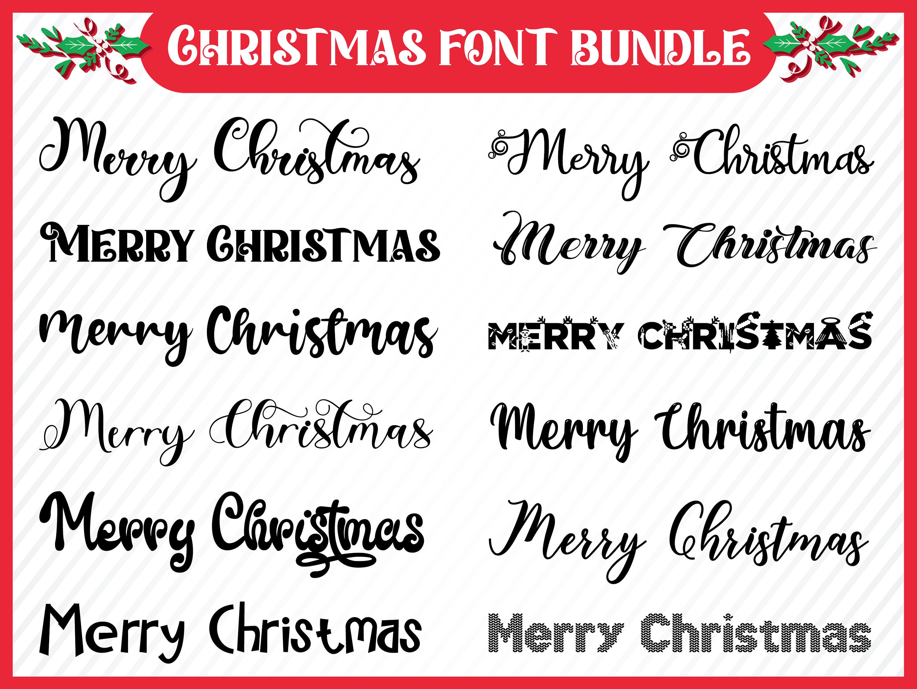 Christmas Font Bundle | Christmas Fonts, Christmas Font Otf, Christmas ...