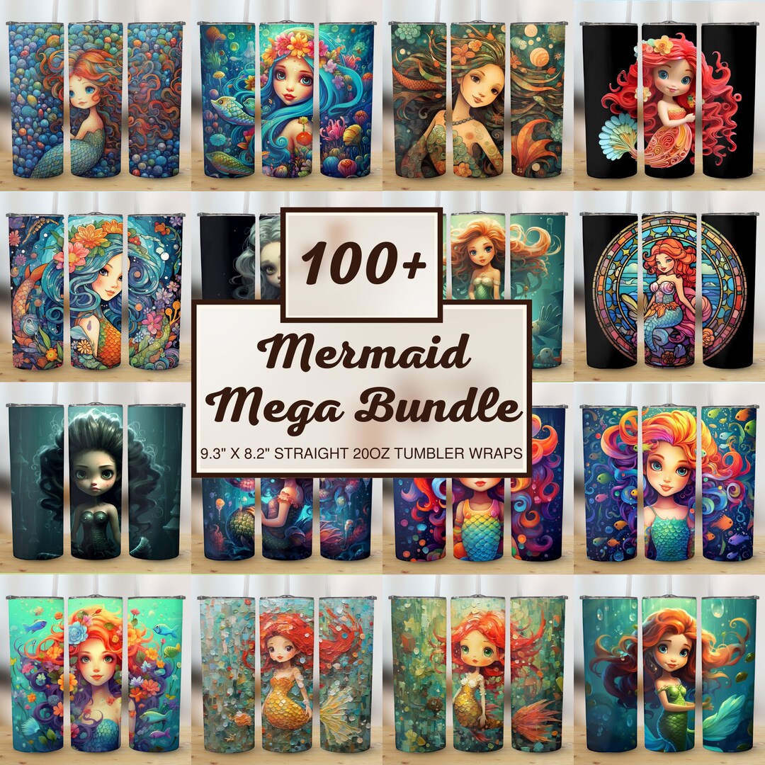 100+ Mermaid Tumbler Designs Bundle 20oz Mermaid Tumbler Wrap Bundle ...
