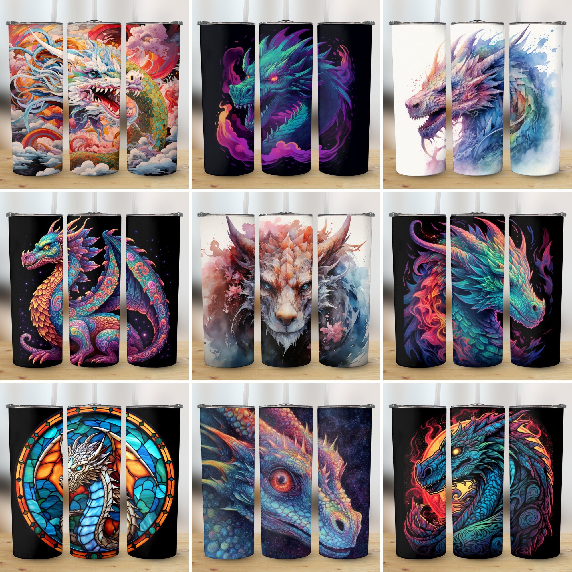 100 Dragon Tumbler Designs Bundle 20oz Dragon Tumbler Wrap Bundle ...