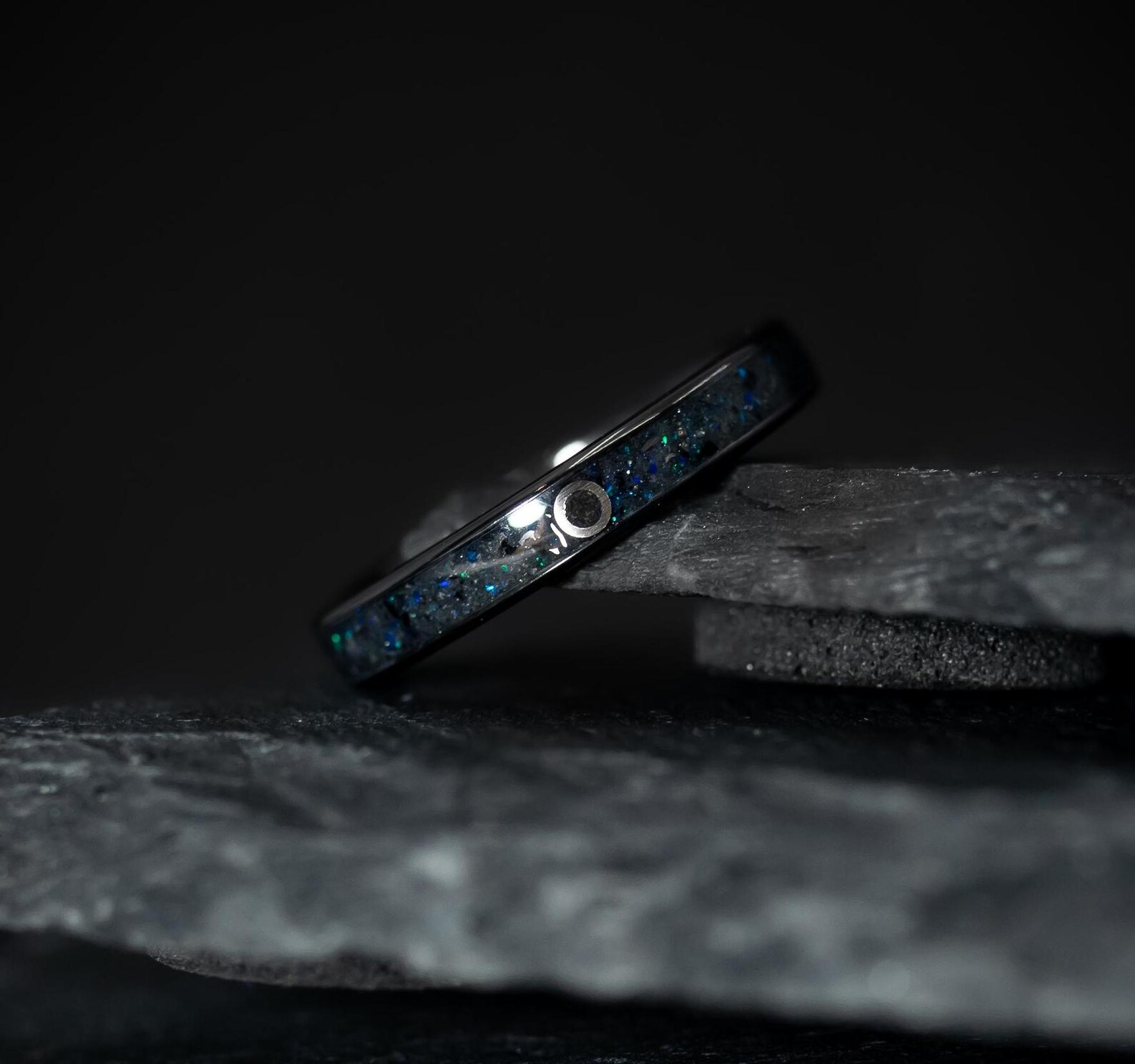 Moon Rock, Meteorite, Obsidian and Opal Ring. Custom Handmade to Order ...