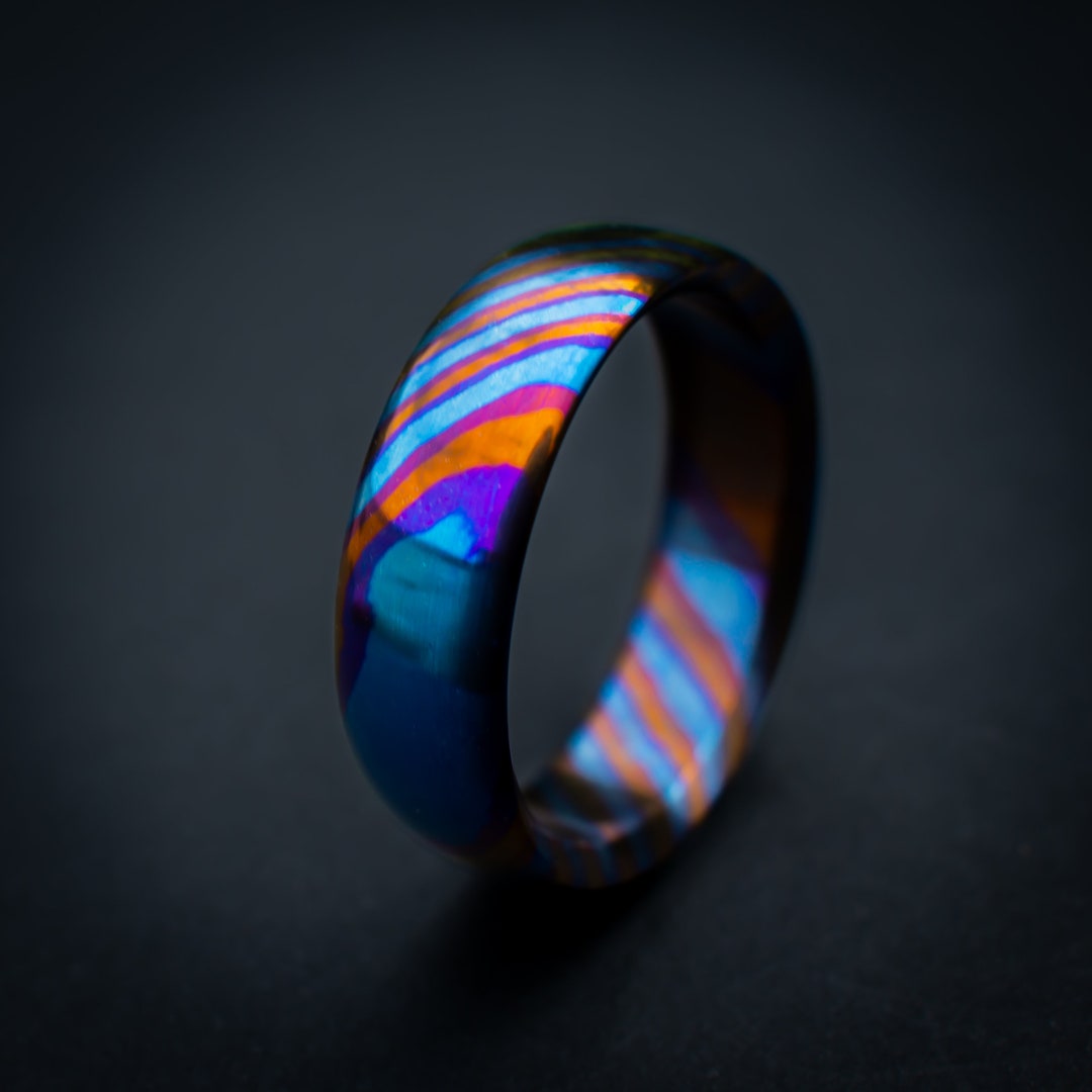 Handmade Timascus Ring: Damascus Titanium, Comfort Fit - Etsy