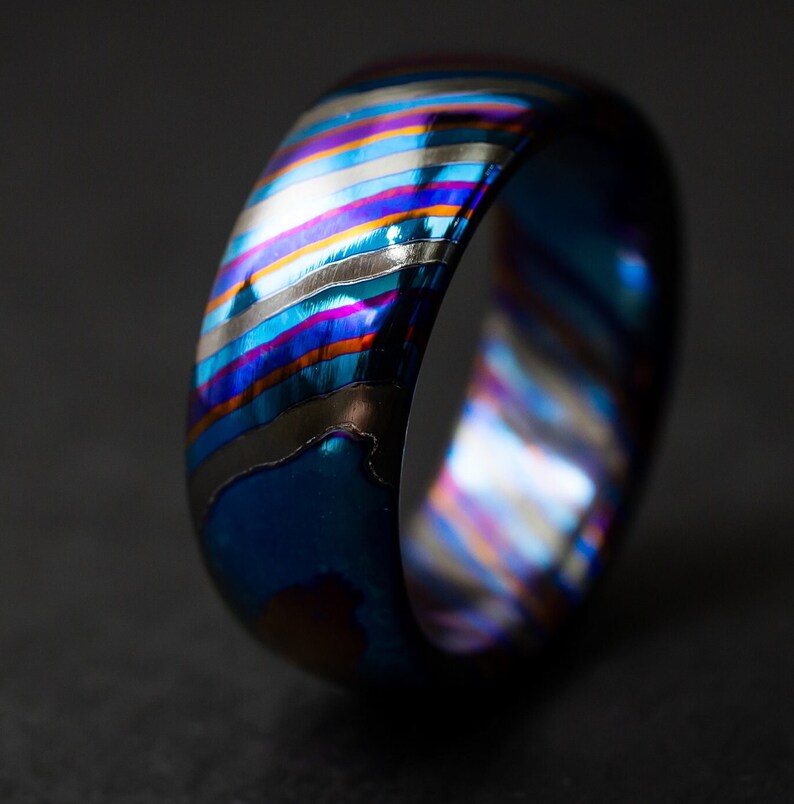 Seraphim. Handmade Zircuti Timascus Ring (damascus Titanium and ...