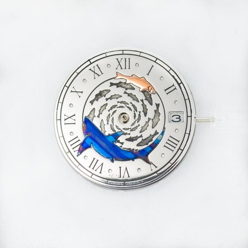 Handmade Sterling Silver Shark Dial Watch: Timascus Automatic Timepiece ...