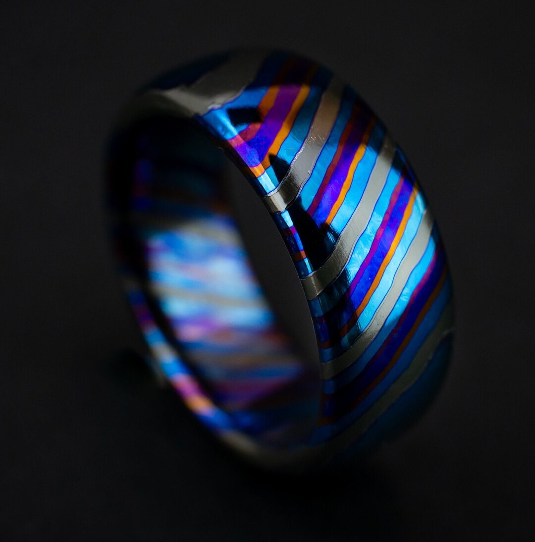 Seraphim. Handmade Zircuti Timascus Ring (damascus Titanium and ...