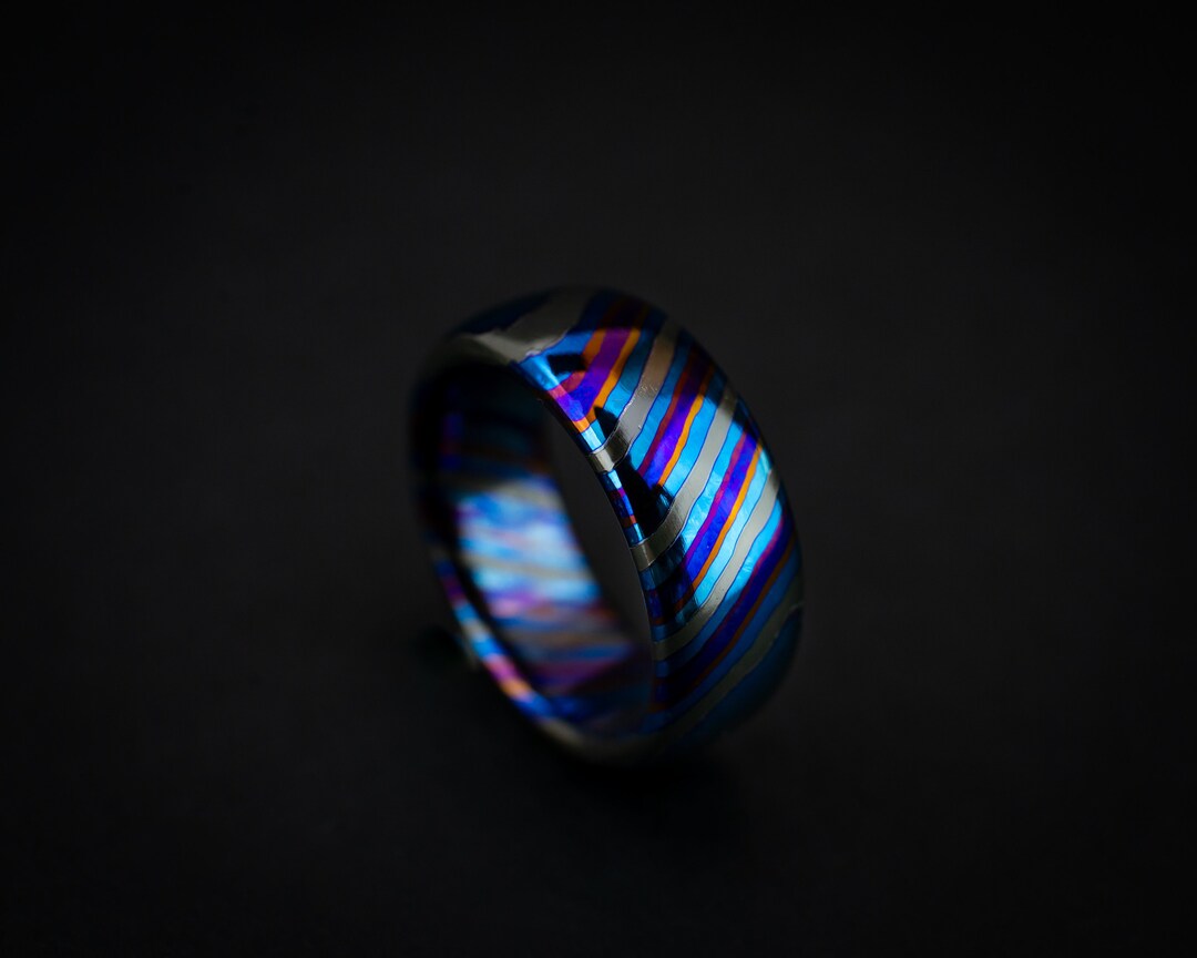 Seraphim. Handmade Zircuti Timascus Ring damascus Titanium and ...