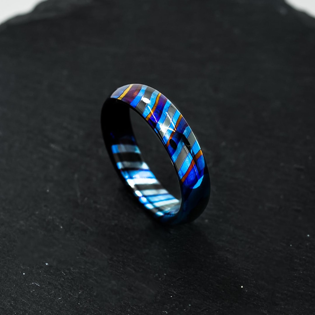 Zircuti Timascus, Damascus Titanium Zirconium Ring, Handmade to Order ...