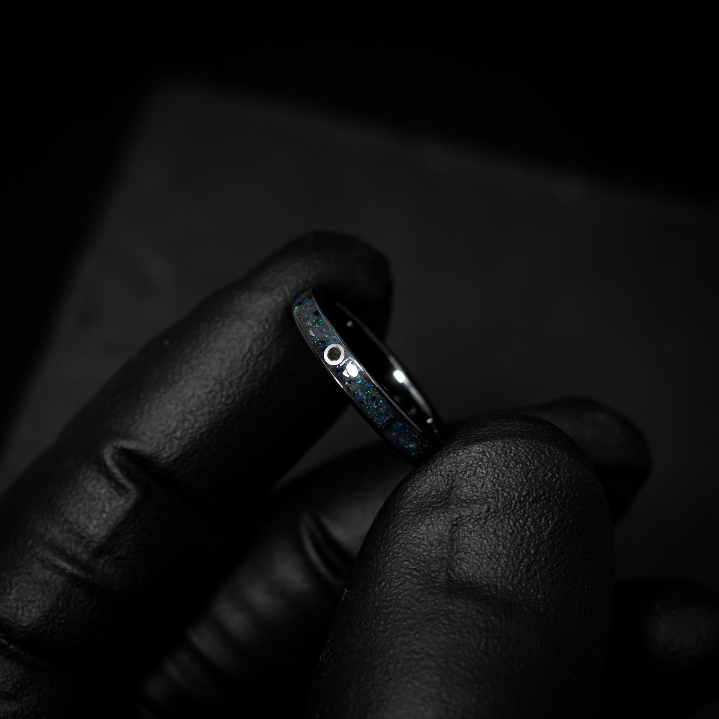 Moon Rock, Meteorite, Obsidian and Opal Ring. Custom Handmade to Order ...