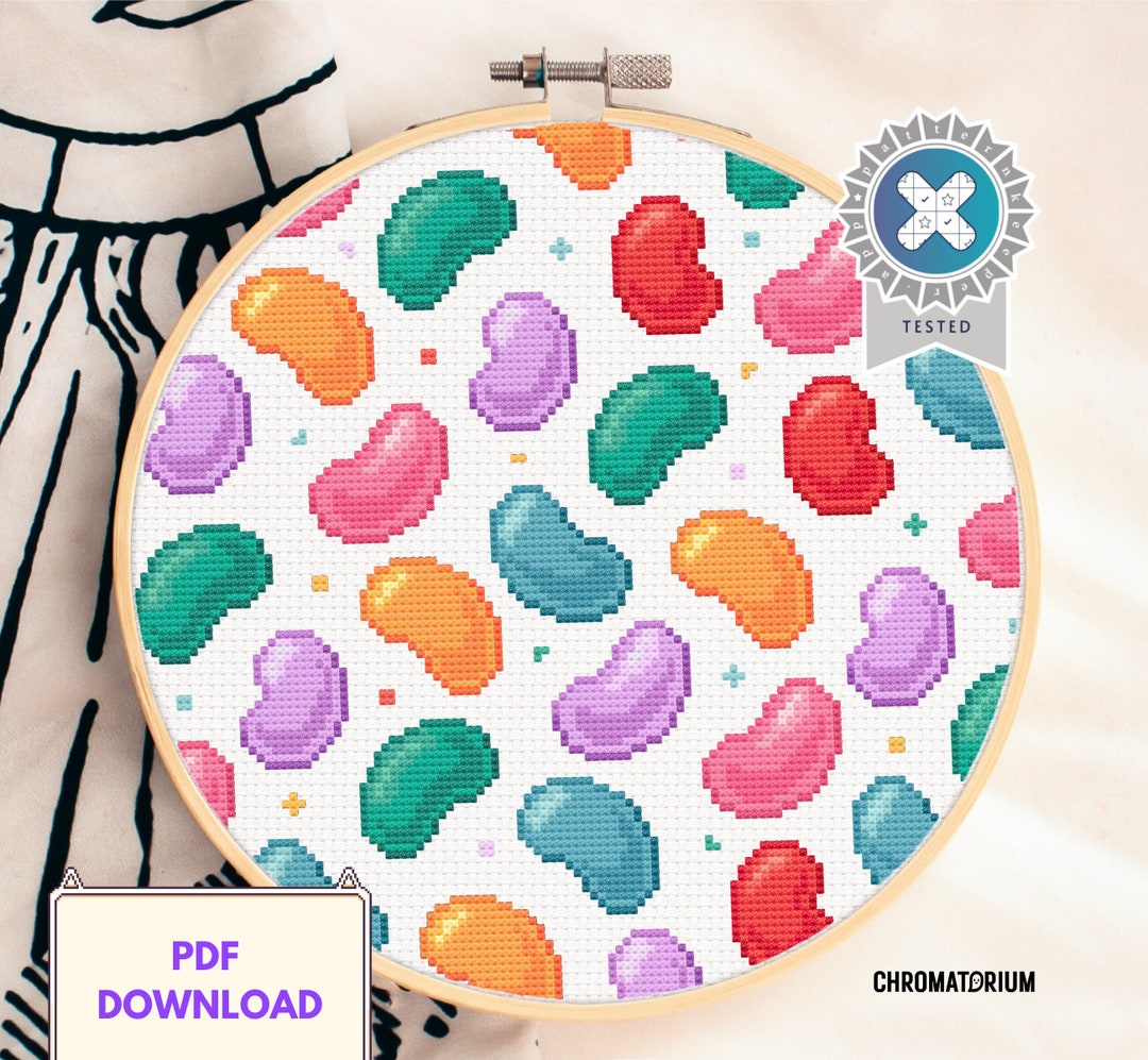 Jelly Beans Cross Stitch Pattern - Stitch 2 Ways - PDF Instant Download ...